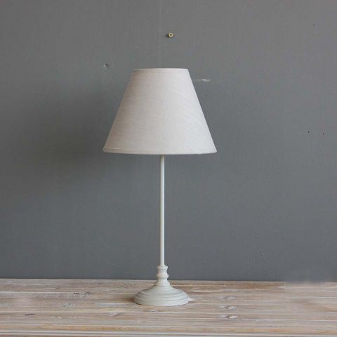 Grey slim lamp base and grey shade - Complete French Table Lamps